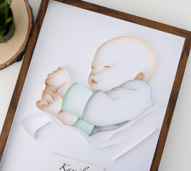 Paper baby portrait - Unique nursery wall art - Paper Paradise