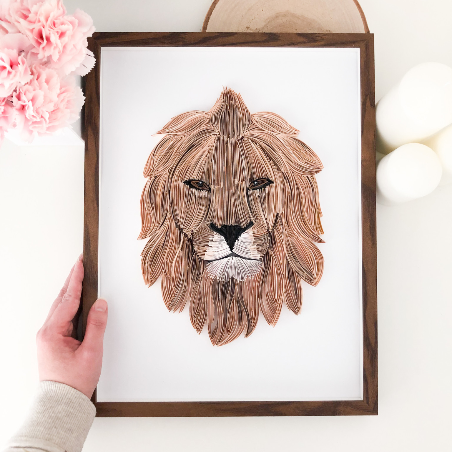 3d lion wall art - unique paper artwork - Paper Paradise